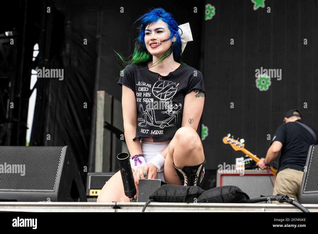 Kat Moss of Scowl performs during Sonic Temple Art and Music Festival on Friday, May 17, 2024 ...