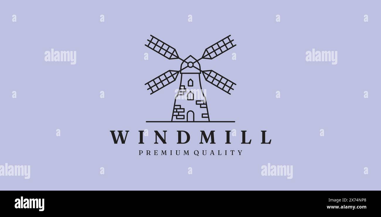 windmill line art logo vector illustration minimalist design Stock ...