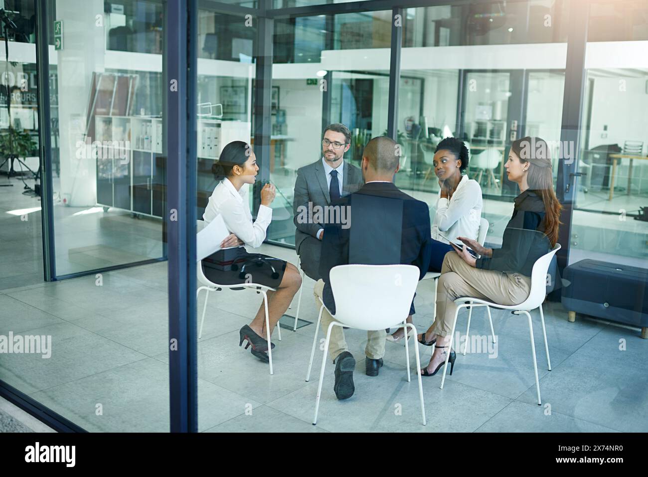 Corporate, businesspeople and meeting for teamwork with conversation ...