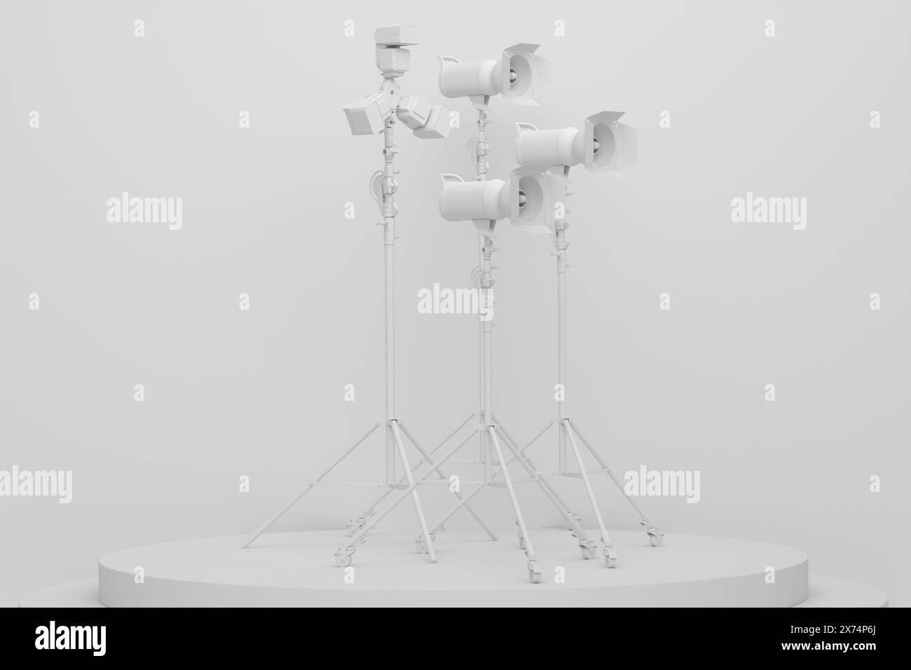 Abstract scene or podium with photography studio flash on a lighting ...