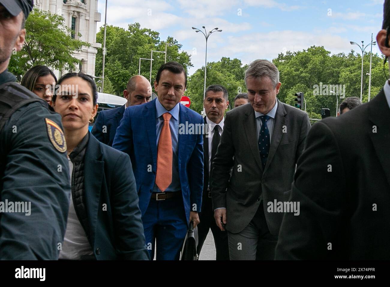 Madrid, Spain. 17th May, 2024. Daniel Noboa, president of Ecuador, seen during his arrival at ...