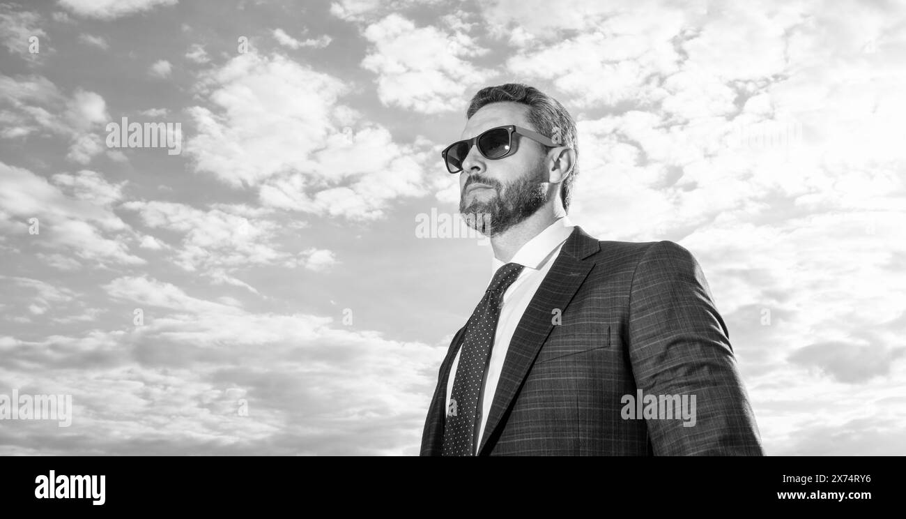 successful business man in suit, banner. photo of successful business ...