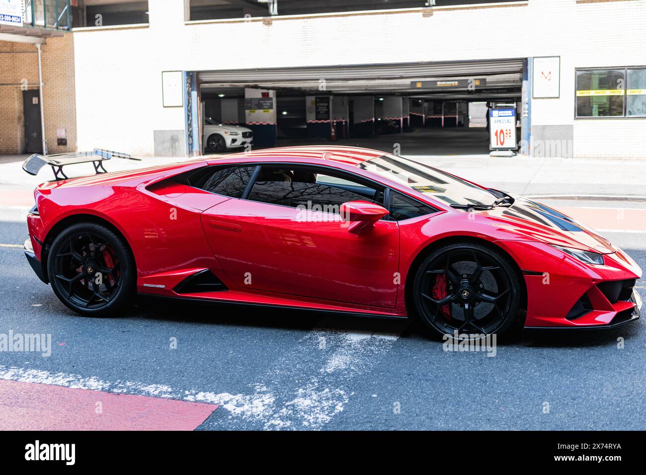 New York City, USA - April 28, 2024: Lamborghini Huracan EVO LP 640-4 ...