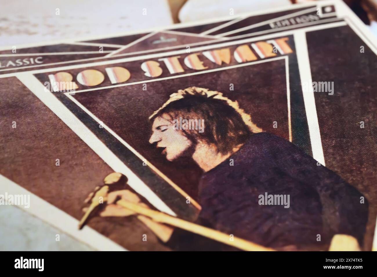 Viersen, Germany - May 9. 2024: Closeup of british singer Rod Stewart ...