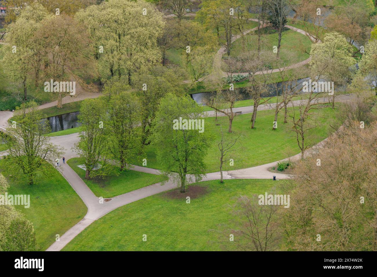 A park with diverse paths and trails that meander through green areas ...