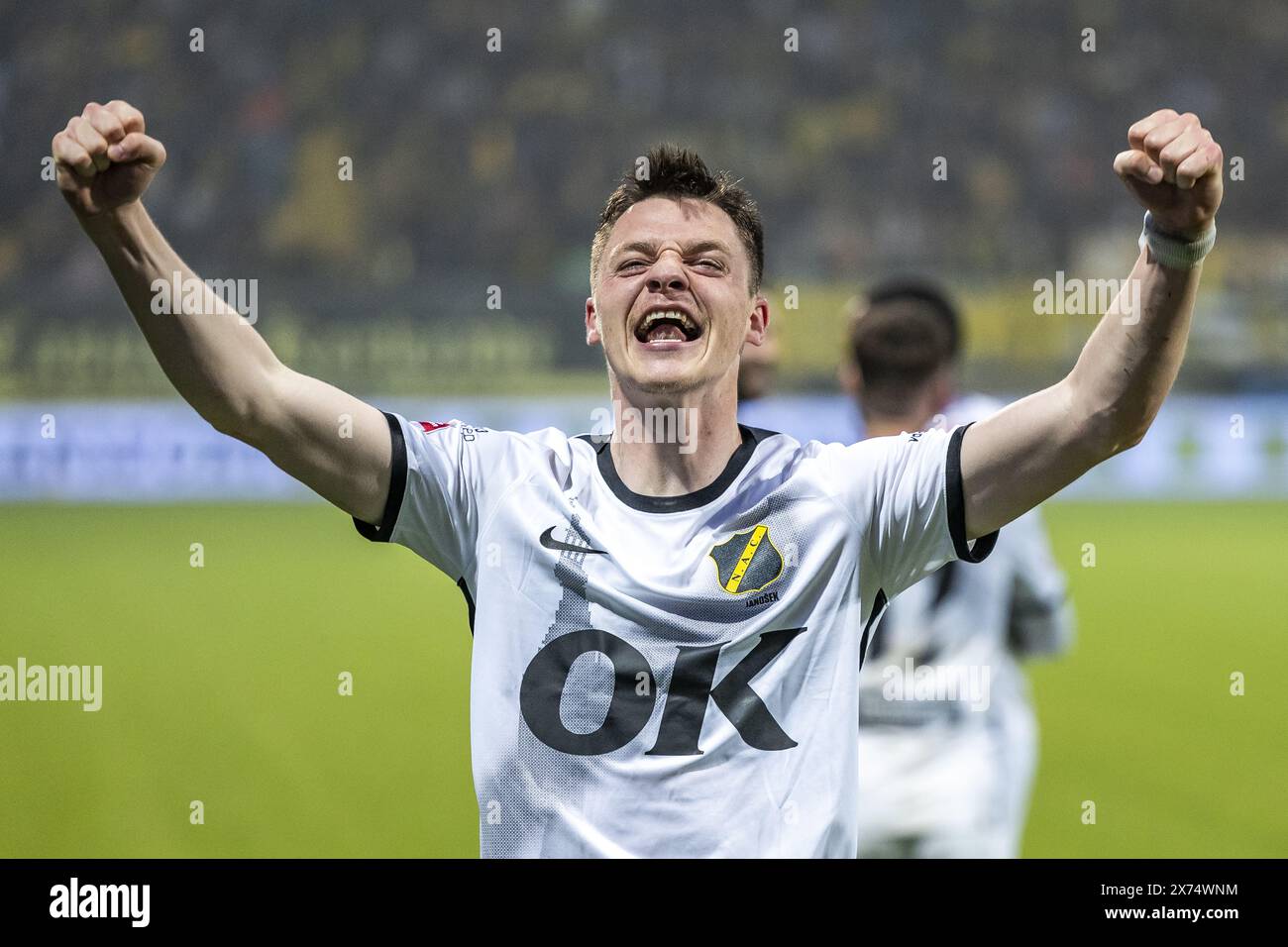 KERKRADE - Dominik Janosek of NAC Breda cheers after his 0-2 draw ...