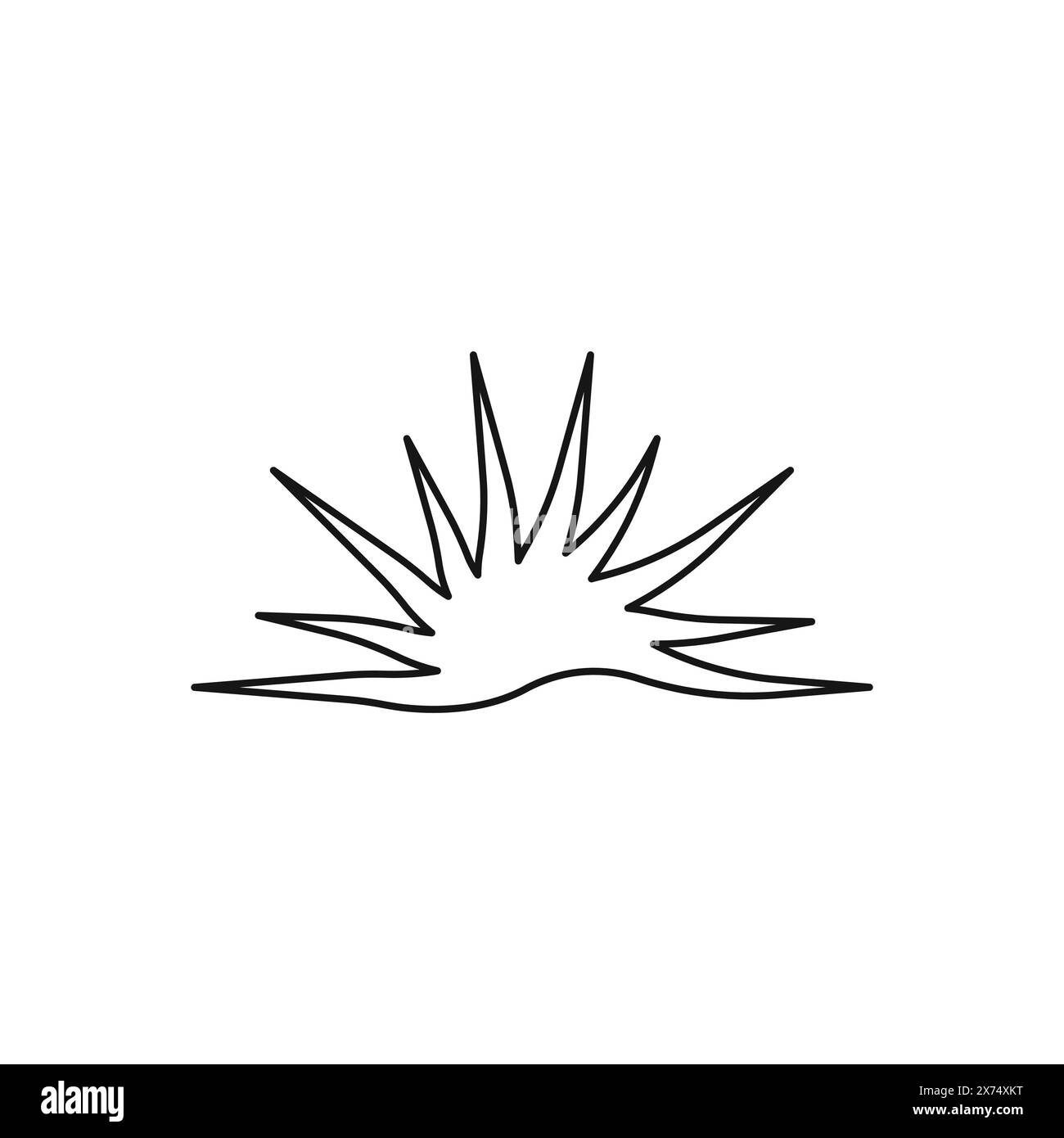 Abstract sun rays logo. Sun light black linear icon. Sunset and sunrise ...