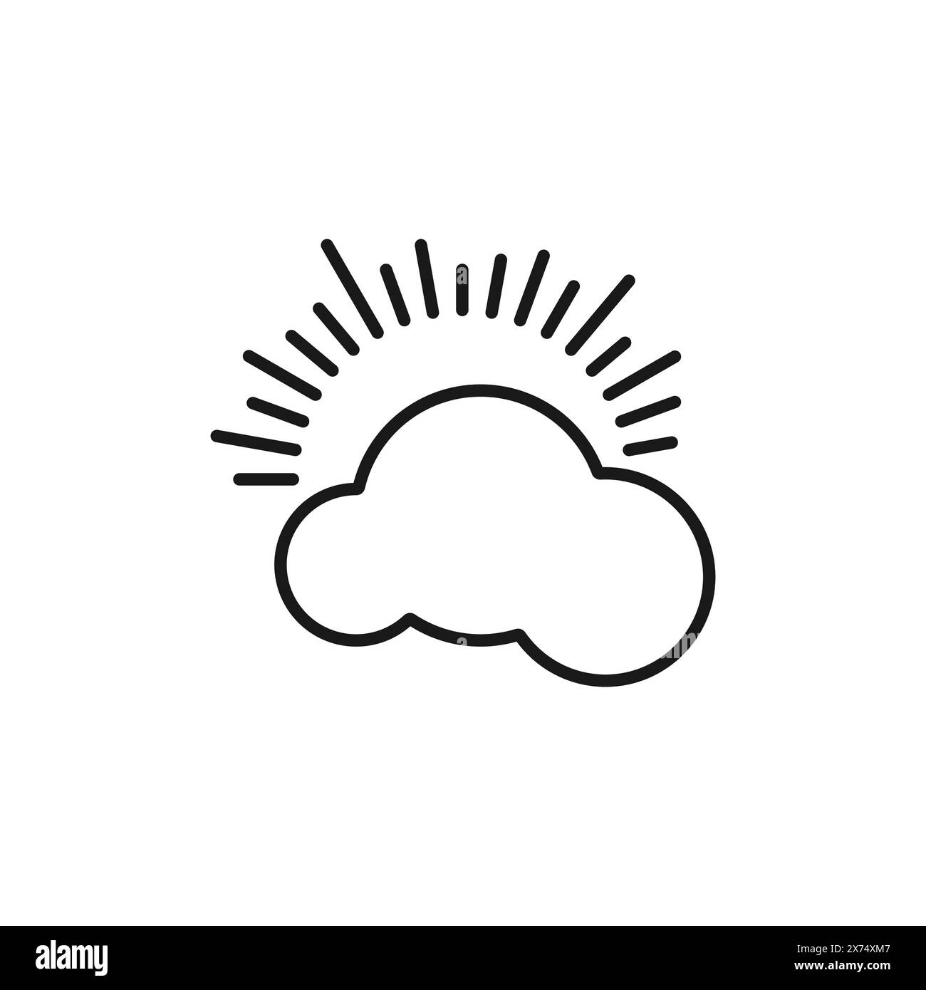 Abstract sun rays logo. Sun light black linear icon. Sunset and sunrise ...