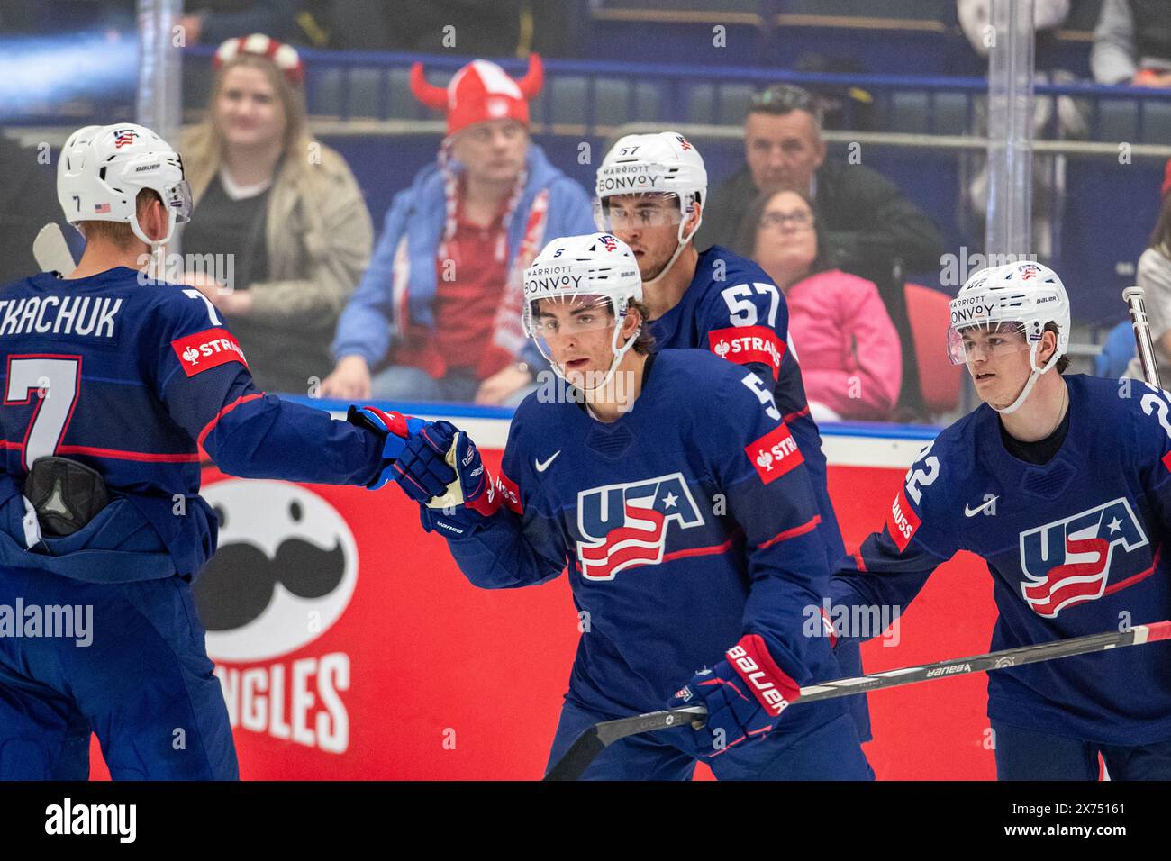 Ostrava, Czech Republic. 17th May, 2024. L-R Brady Tkachuk, Michael ...