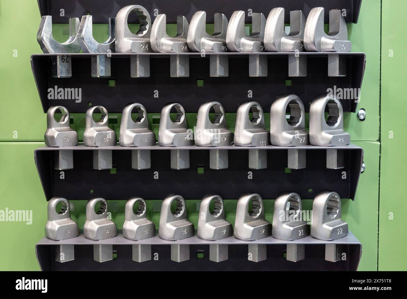 Set of adjustable professional spanner heads. Repair instruments and ...