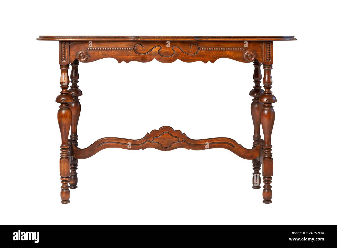 An antique Victorian style sofa table front view isolated on a white ...