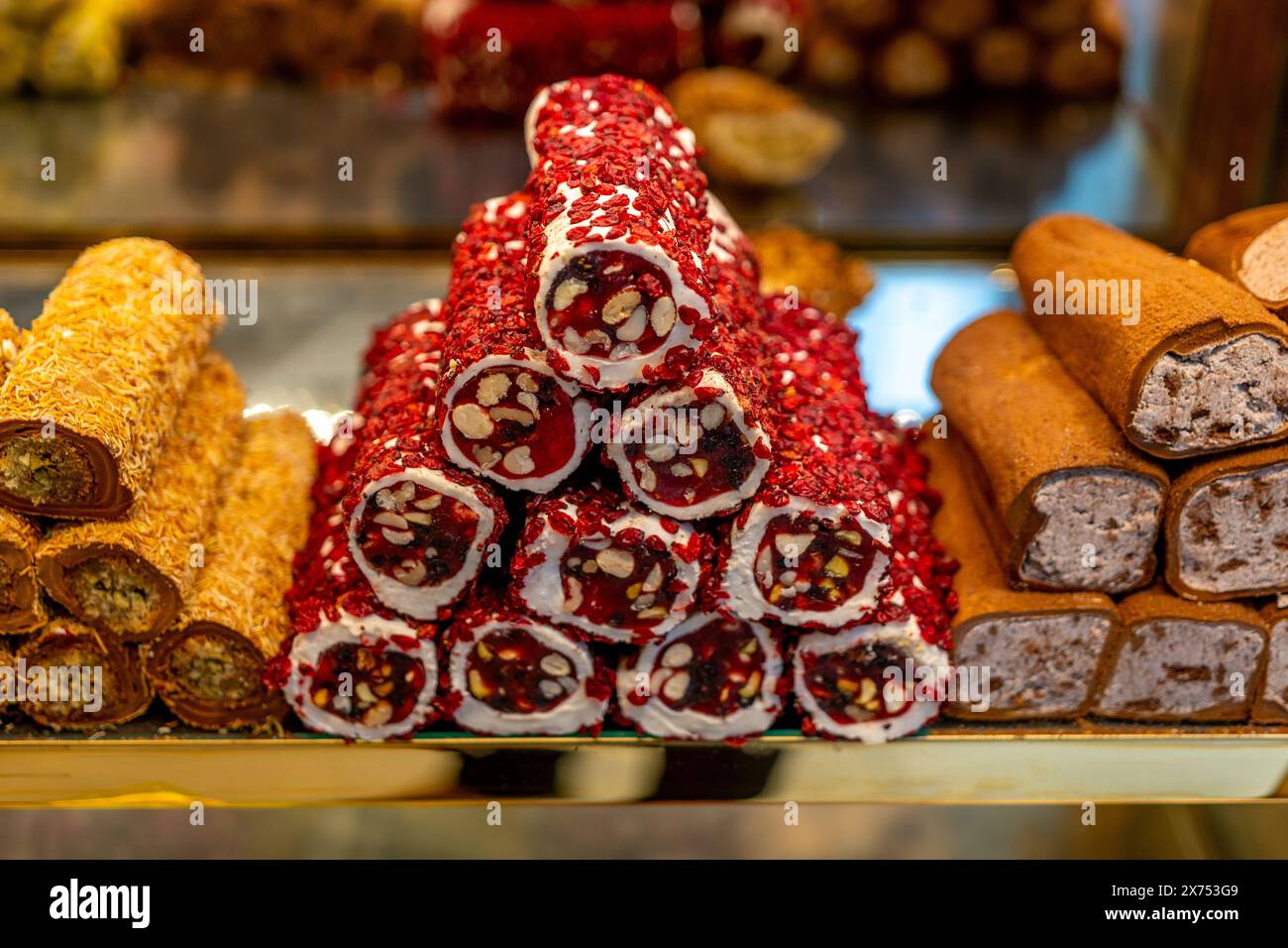 Eastern sweets. Assorted traditional Turkish delight (Rahat lokum ...