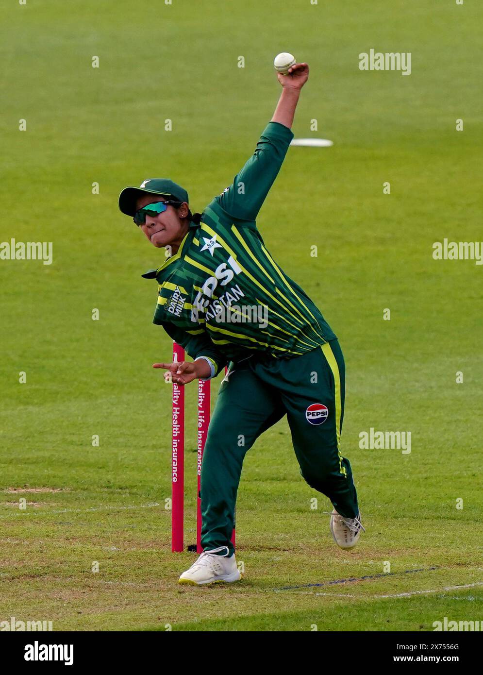 Pakistan's Nashra Sandhu bowls during the second women's IT20 match at ...