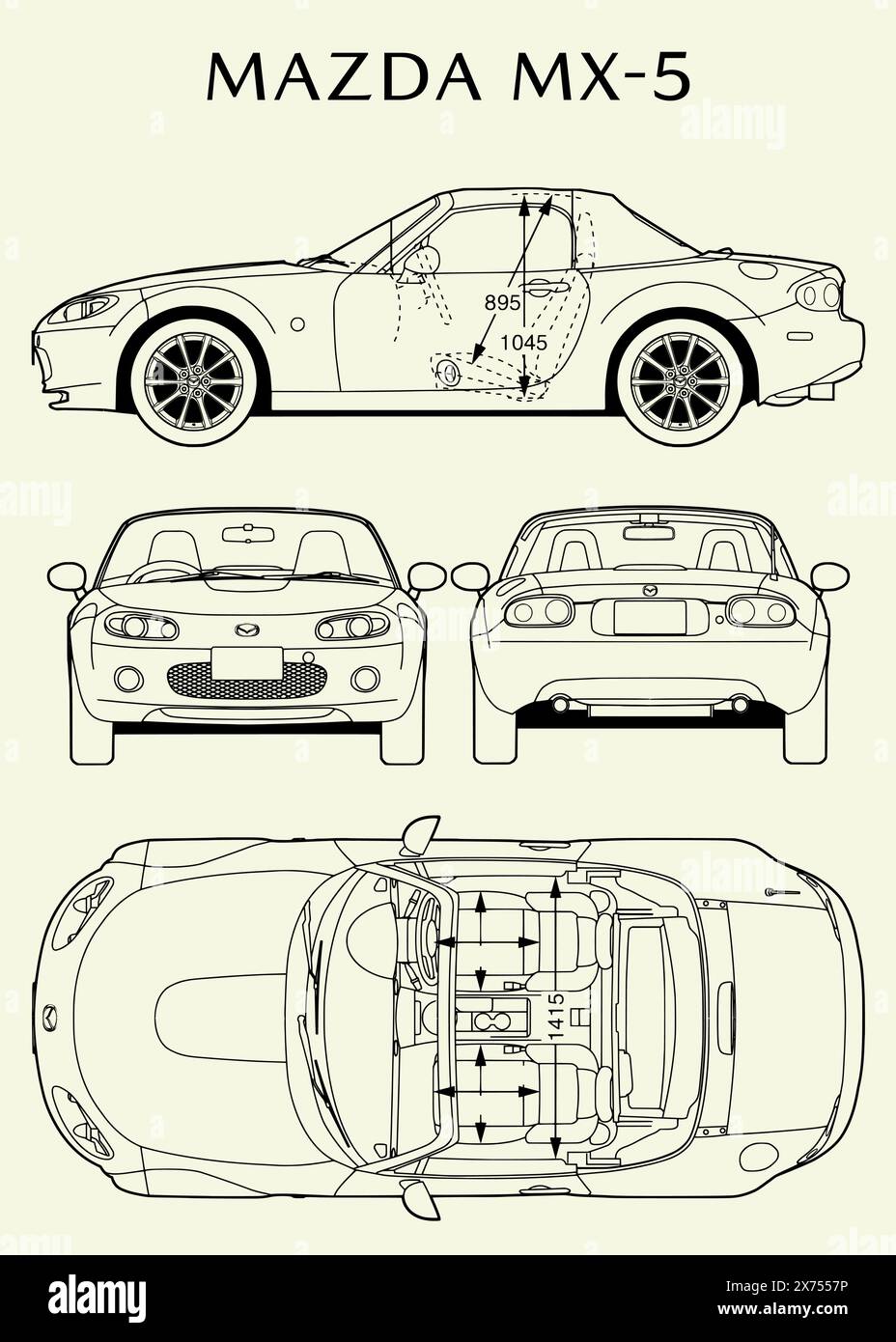 Mazda MX-5 2006 Car Blueprint Stock Vector Image & Art - Alamy