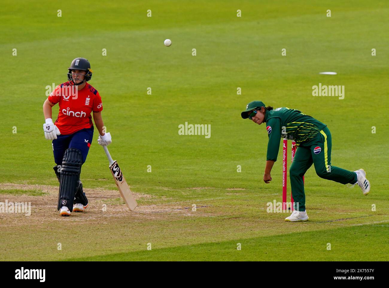 Pakistan's Nashra Sandhu bowls during the second women's IT20 match at ...