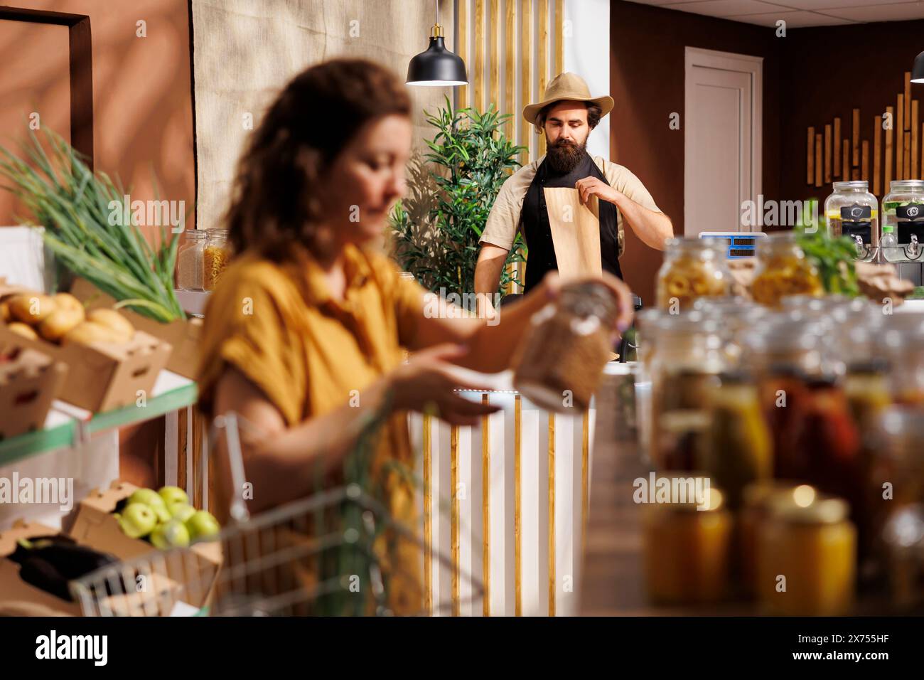 Bagging groceries checkout hi-res stock photography and images - Alamy
