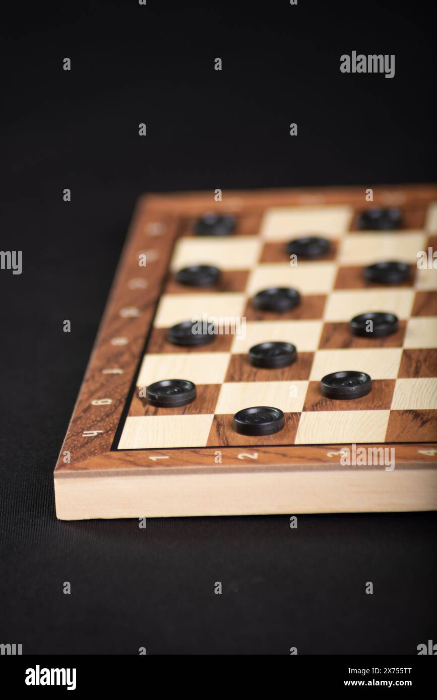 Checkerboard with checkers. Game concept. Board game. Hobby. Checkers ...