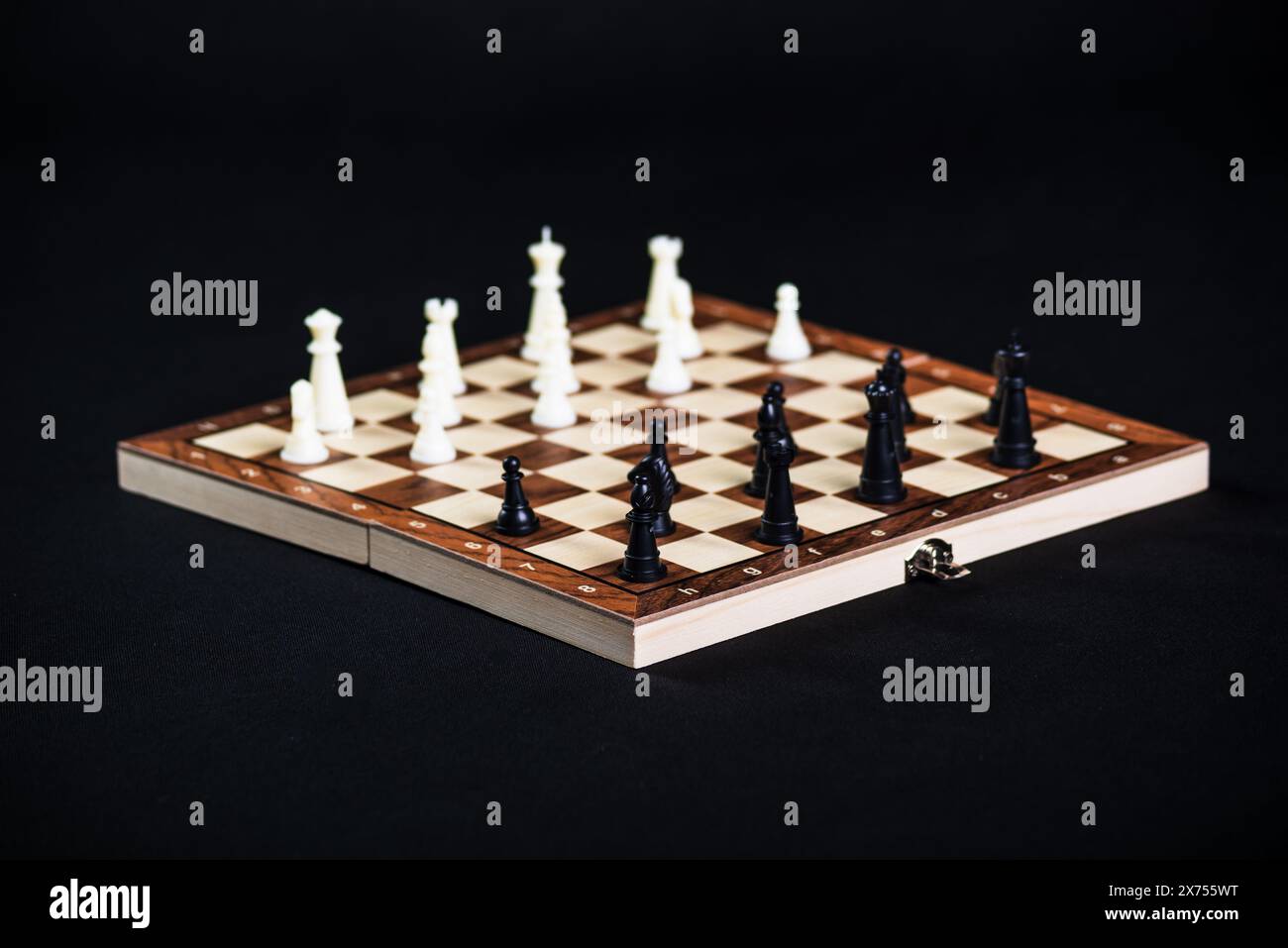 Chess board with light and dark pieces. Game concept. Board game. Hobby ...