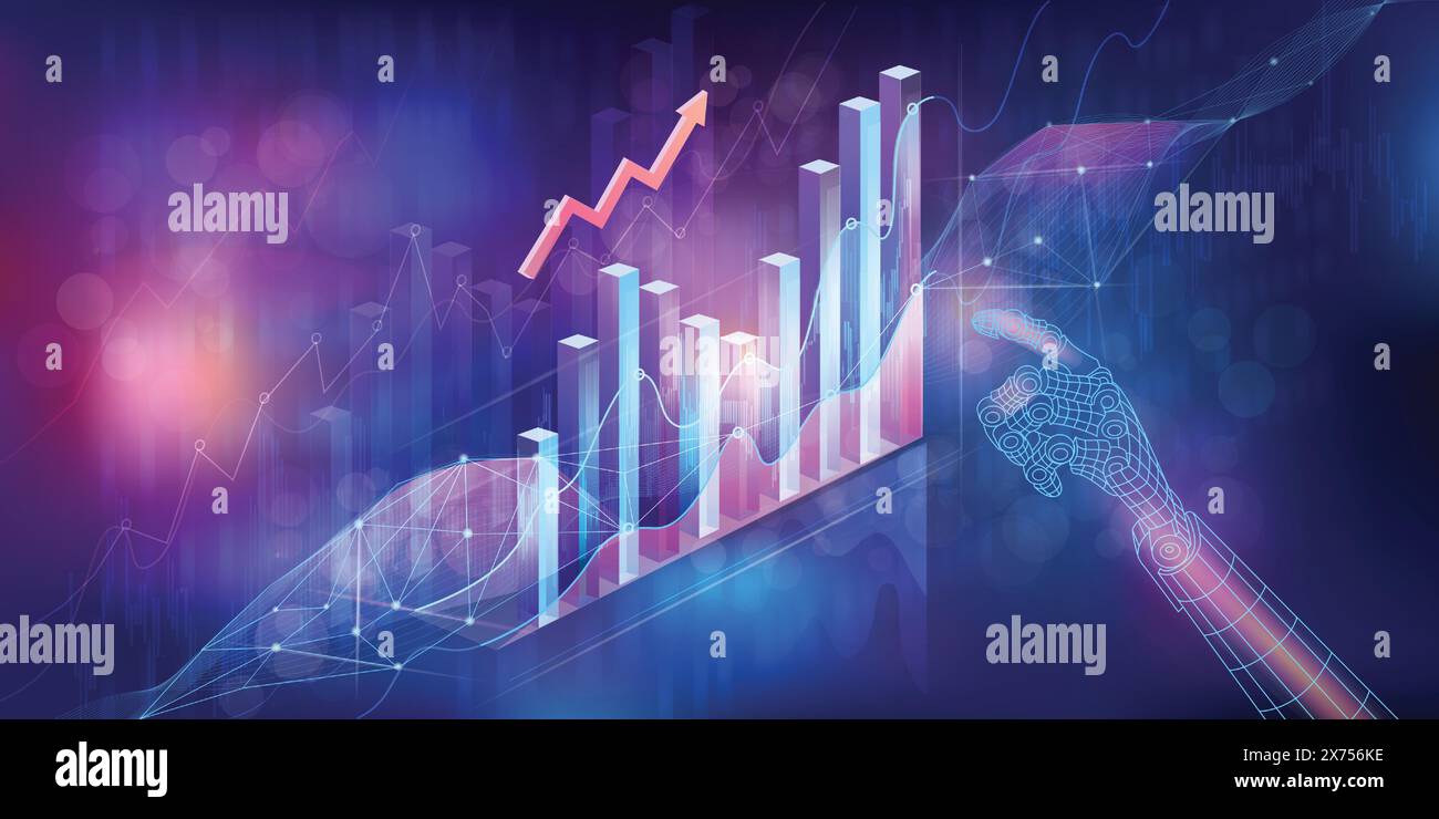 Artificial intelligence analyzes economic growth graph and financial ...
