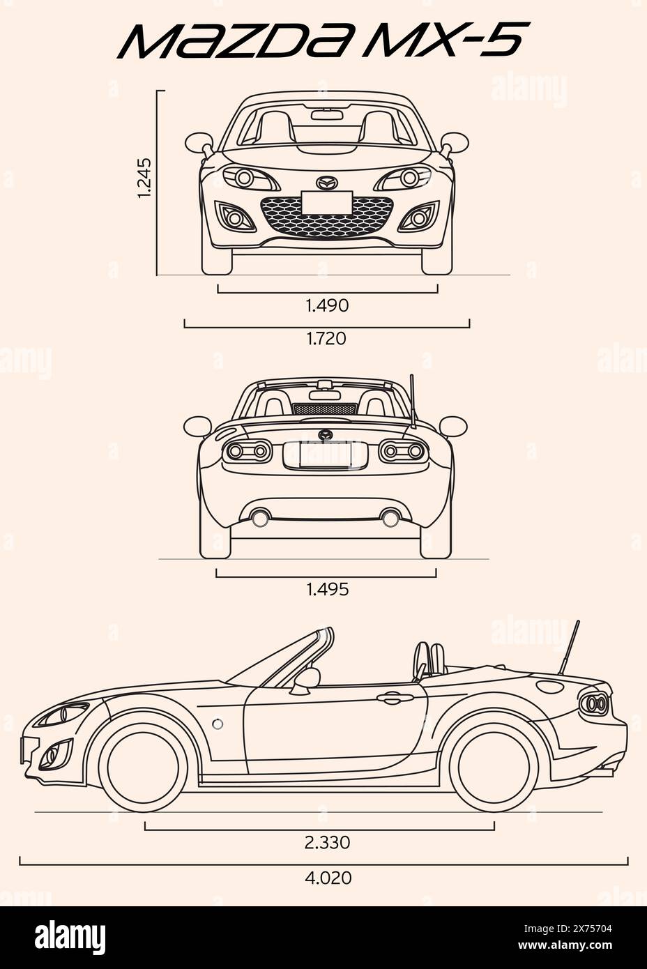 Mazda MX-5 2009 Car Blueprint Stock Vector Image & Art - Alamy