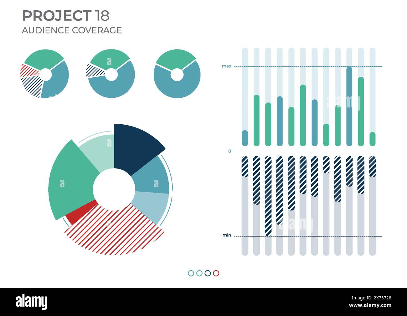 Coverage audience data charts in color. Vector elements charts Stock ...