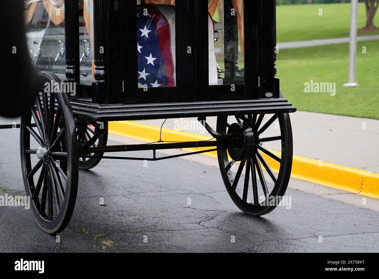 Airman Roger Fortson's casket is carried away during the funeral for ...
