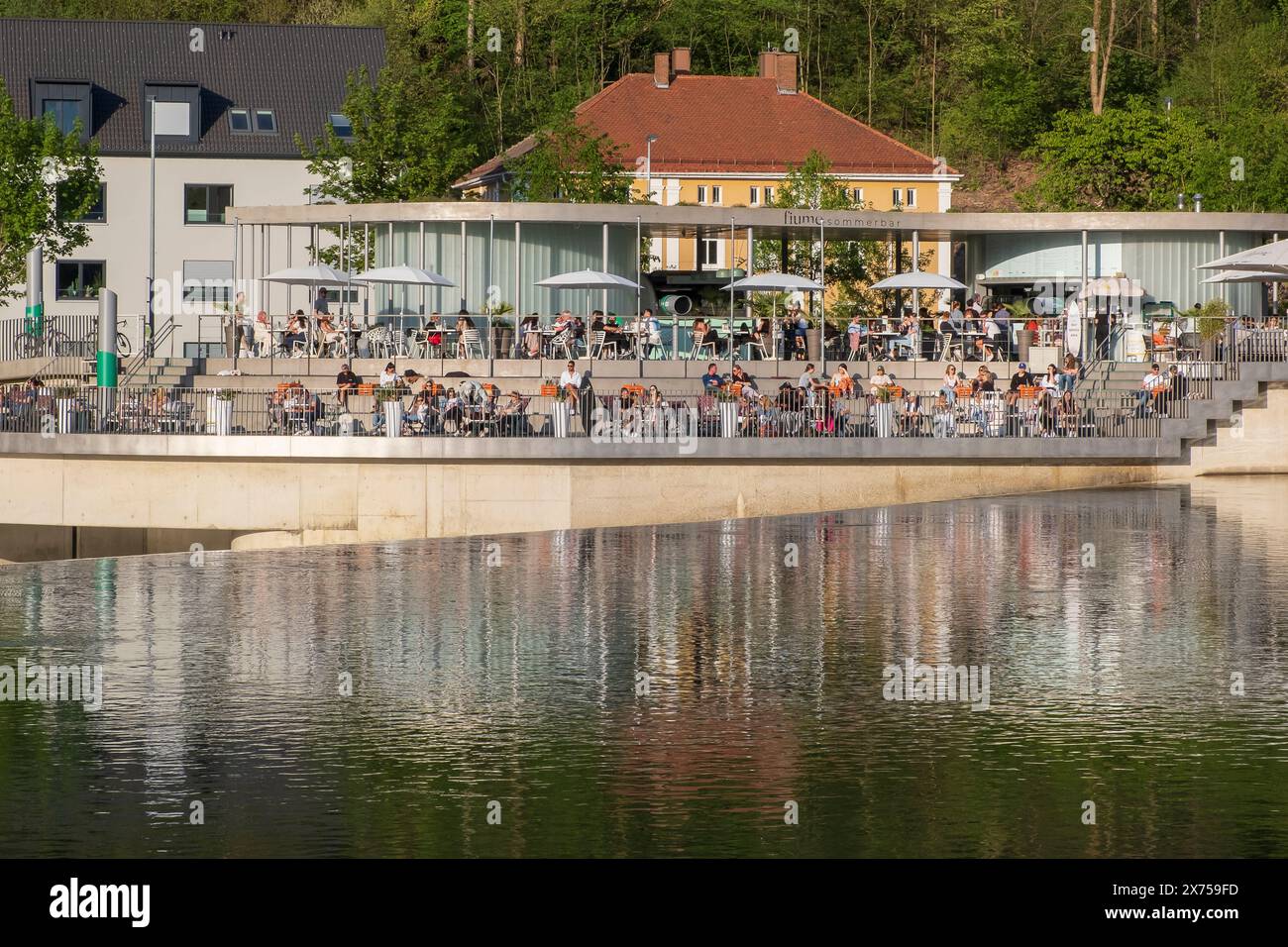 The Fiume summer bar in Kempten Stock Photo - Alamy