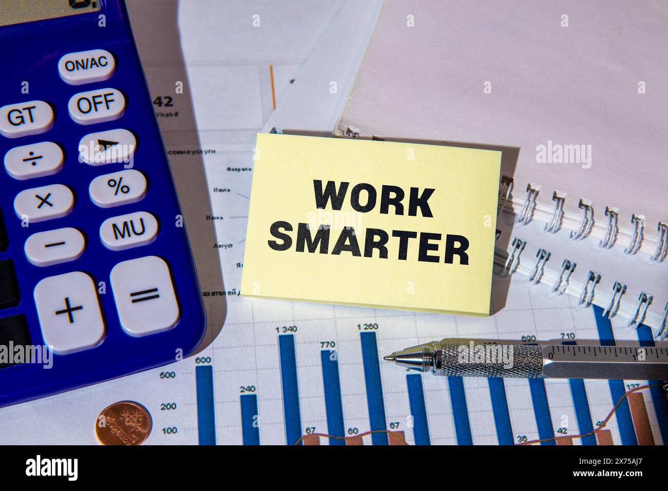 The row of wooden cubes with 'work smarter' text on a black background ...