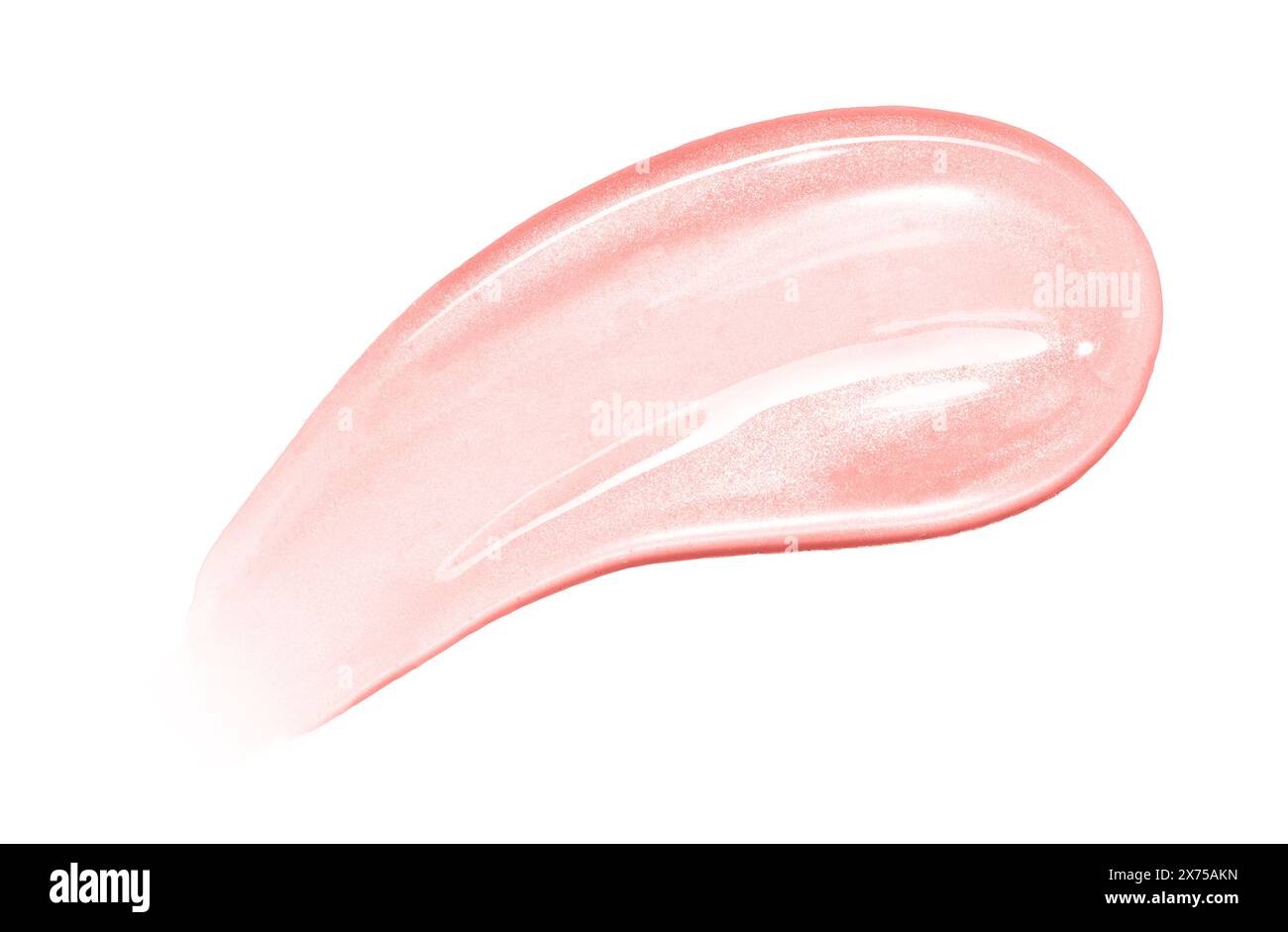 Pink lip gloss texture isolated on white background. Smudged cosmetic ...