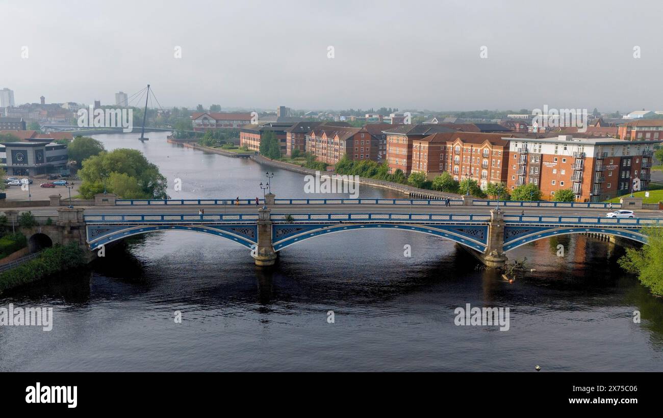 A general view of Victoria Bridge spanning the River Tees between ...