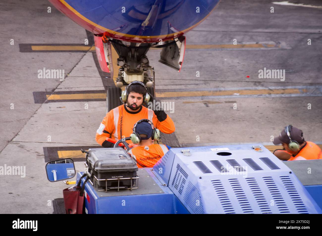 Miami, Florida, USA - 03 14 2024: A Southwest Airlines ground crew in ...