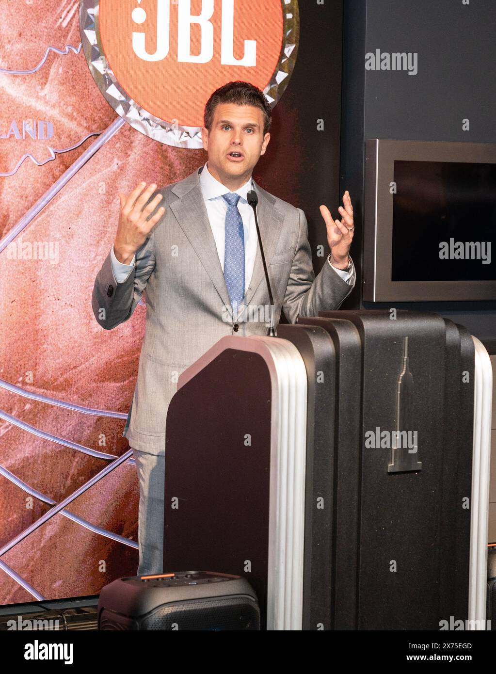 John Mlynczak, President and CEO of NAMM speaks while visiting Empire ...