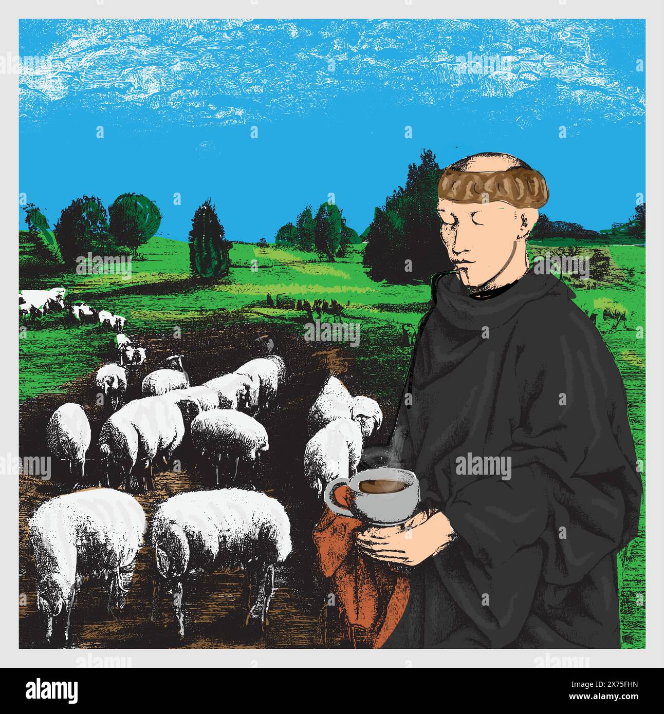 Saint Drogo, the Catholic patron saint of coffee Stock Vector Image ...