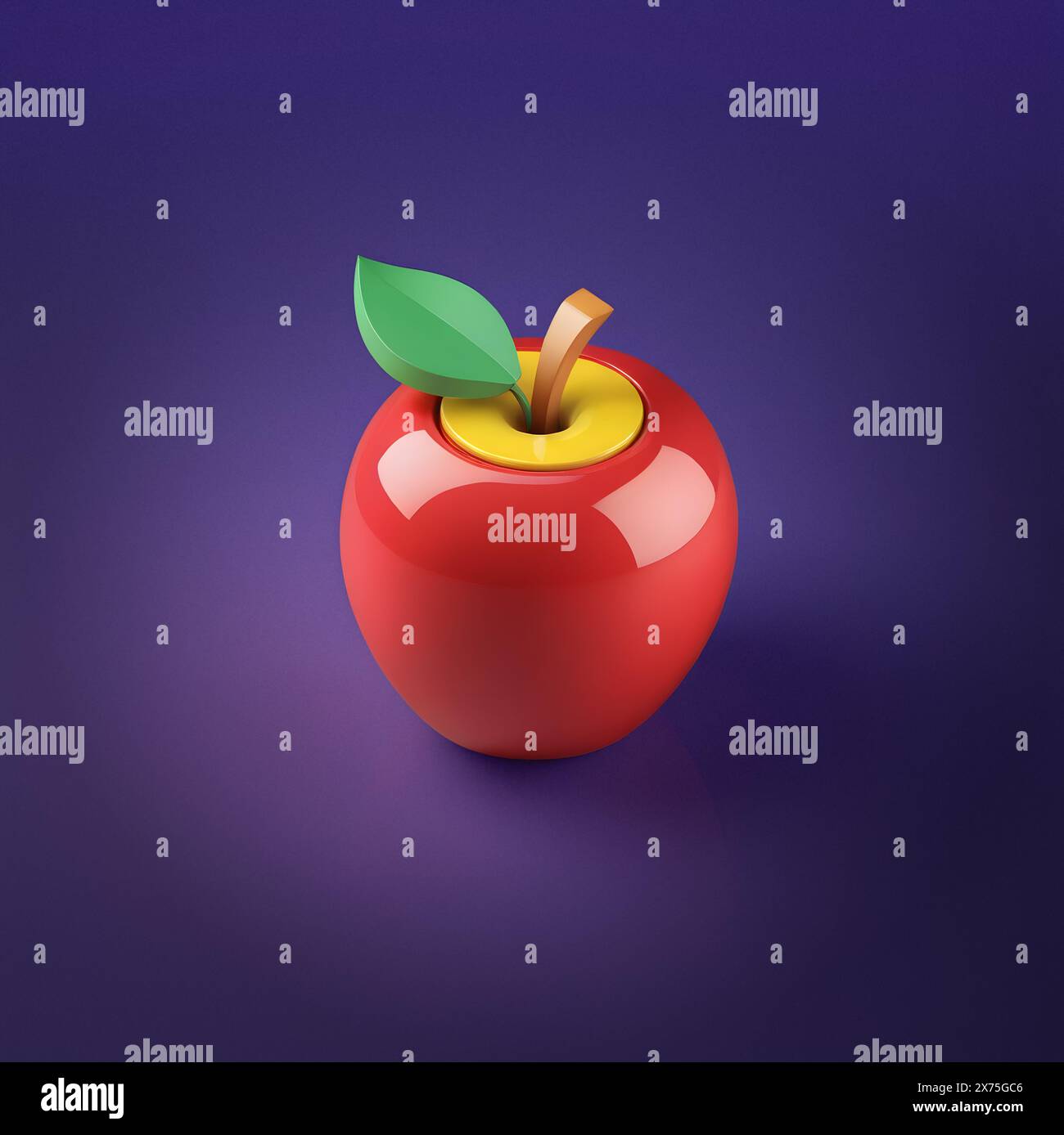 Plastic apple on purple background Stock Photo - Alamy