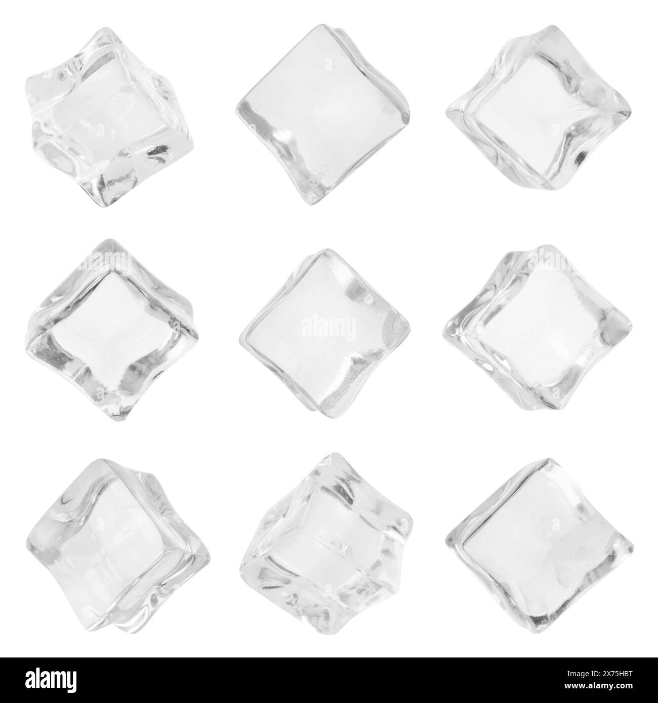 Crystal clear ice cubes isolated on white, set Stock Photo - Alamy