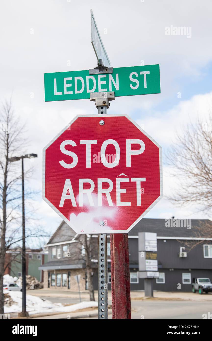 Ledden Street sign by Ritchie Wharf Park in Miramichi, New Brunswick ...