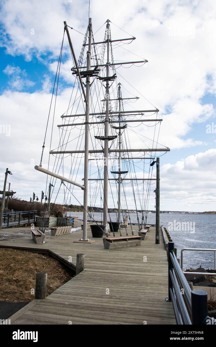 Sculpture of ships masts at Ritchie Wharf Park in Miramichi, New ...