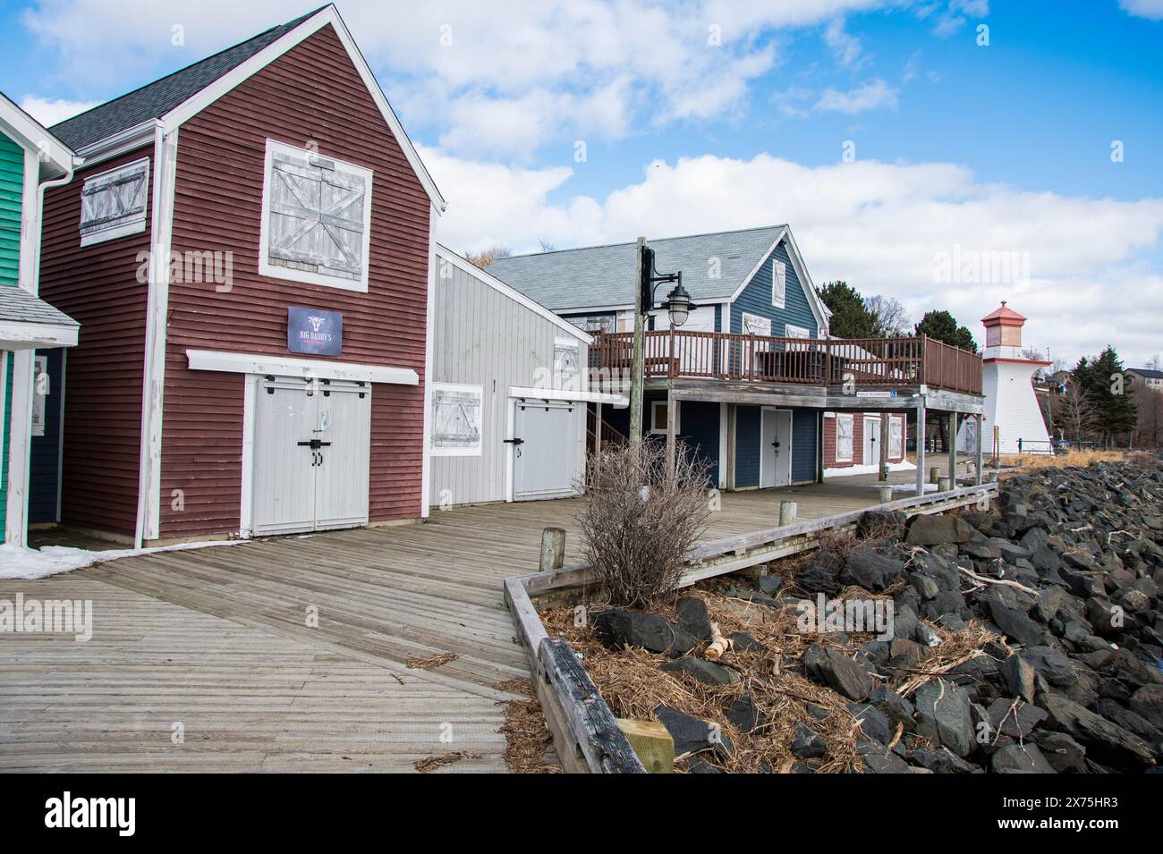 Buildings at Ritchie Wharf Park in Miramichi, New Brunswick, Canada ...