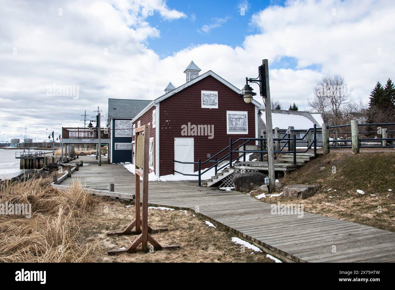 Buildings at Ritchie Wharf Park in Miramichi, New Brunswick, Canada ...