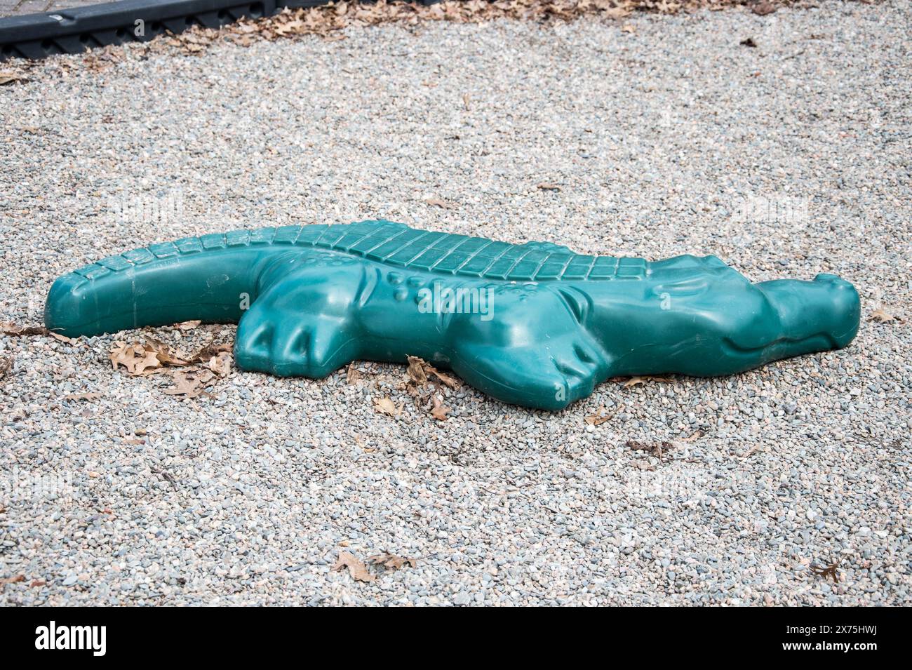 Plastic alligator at the playground at Ritchie Wharf Park in Miramichi ...