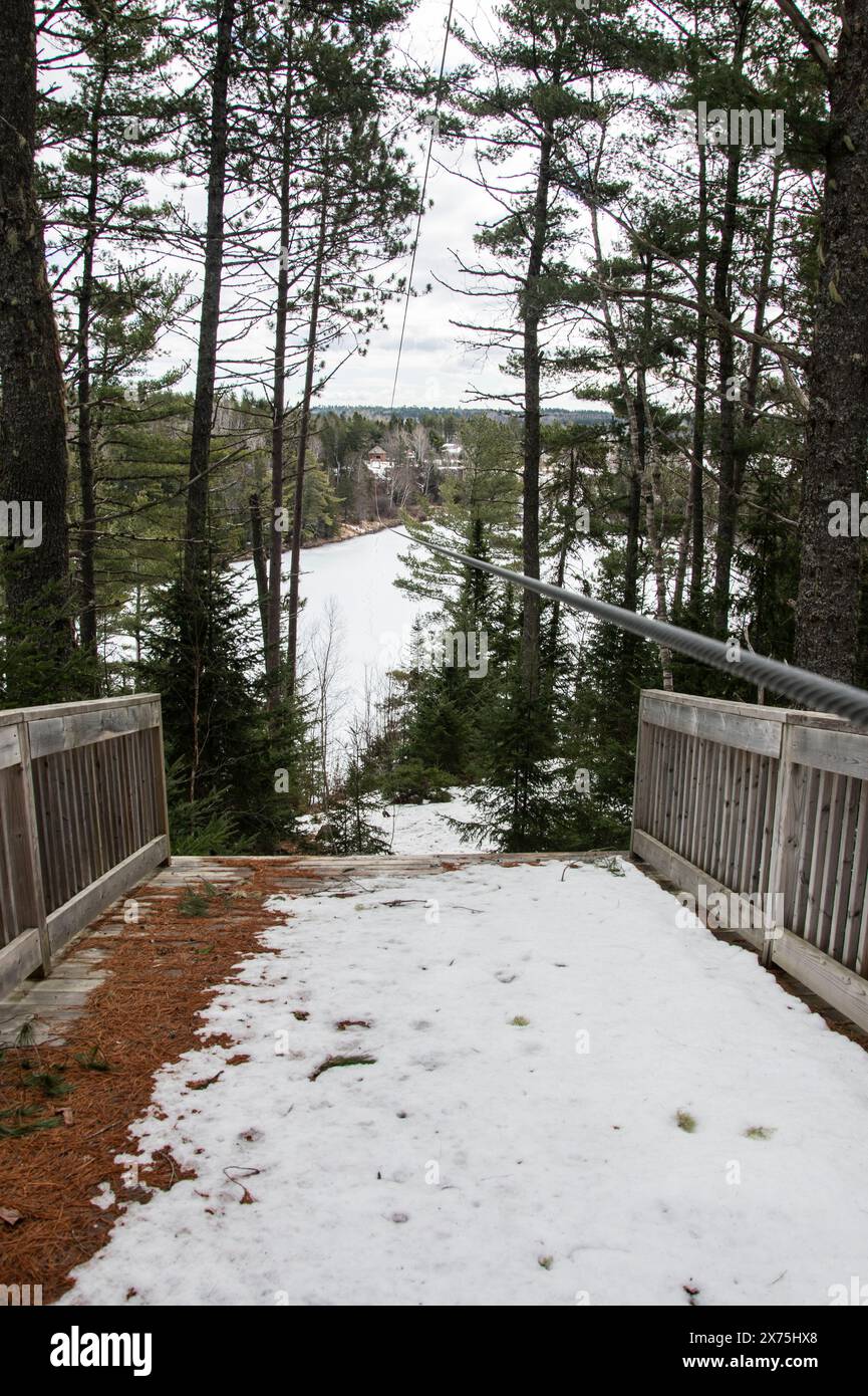 Zip line platform at French Fort Cove Park in Miramichi, New Brunswick ...