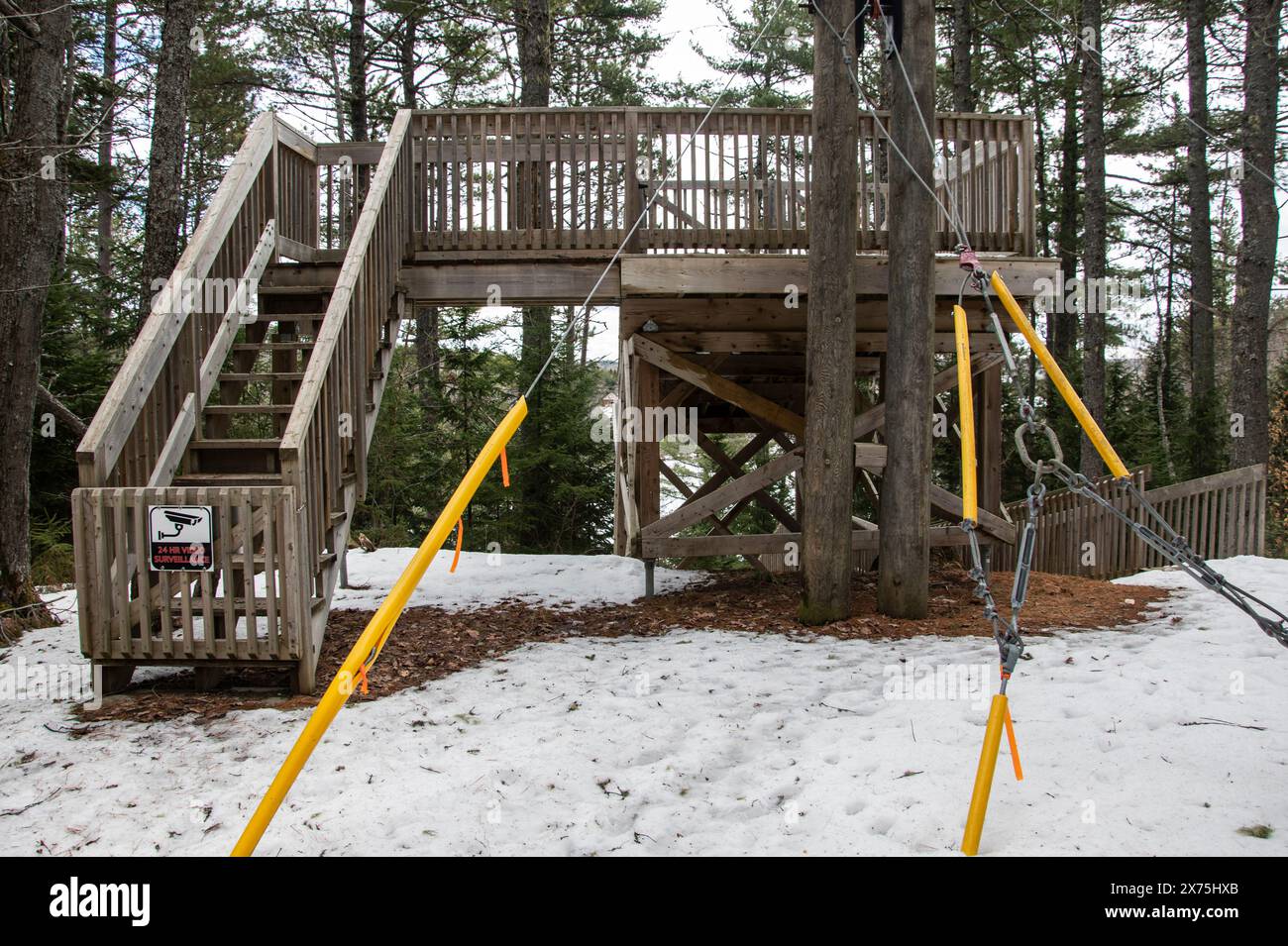 Zip line platform at French Fort Cove Park in Miramichi, New Brunswick ...