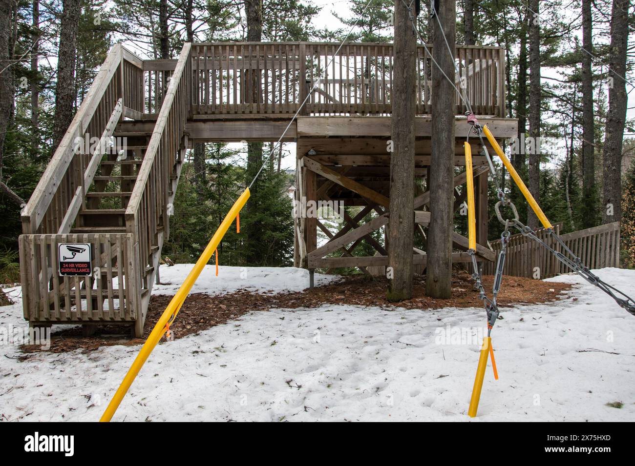 Zip line platform at French Fort Cove Park in Miramichi, New Brunswick ...