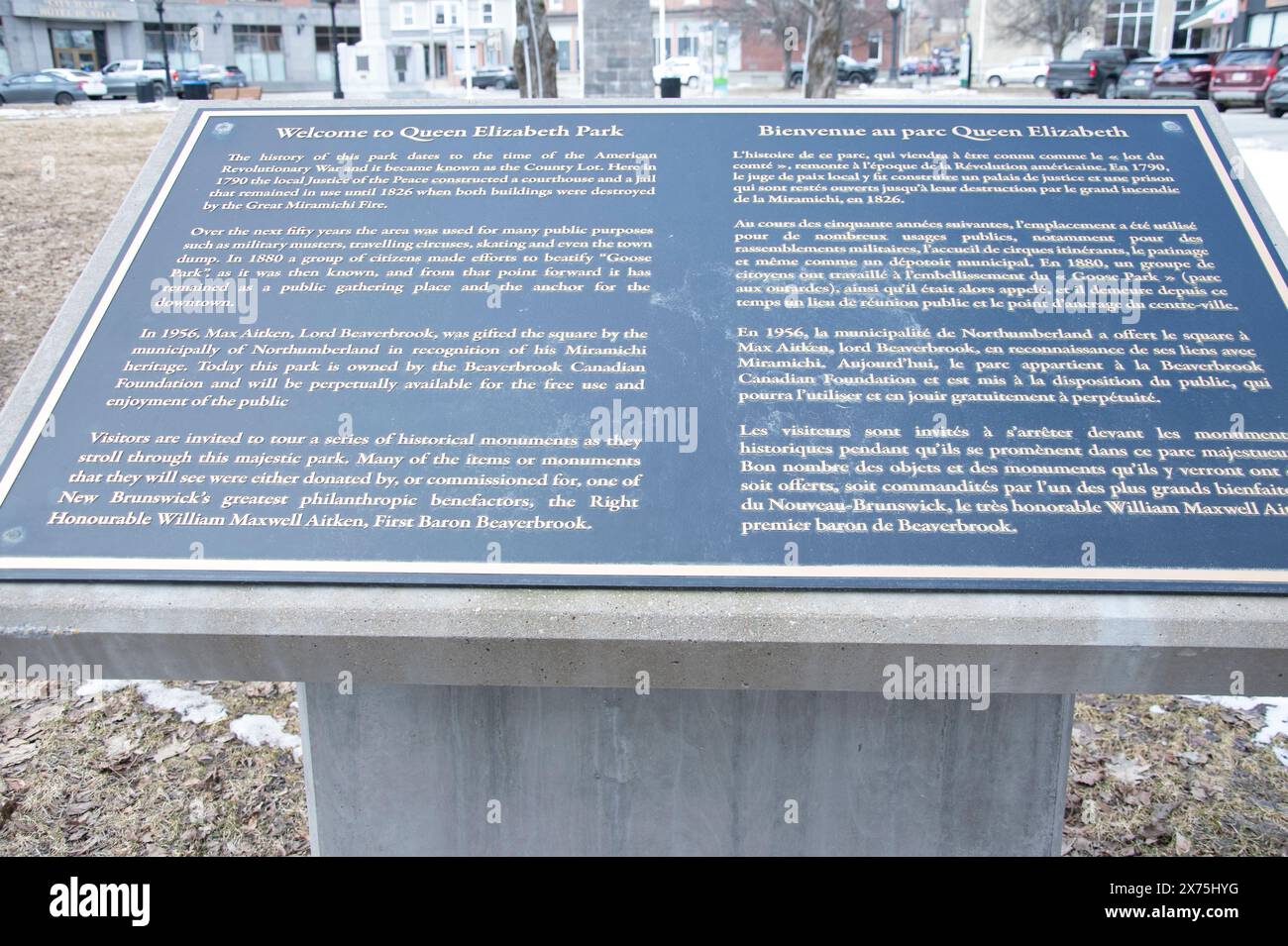 Welcome to Queen Elizabeth Park plaque in downtown Newcastle in ...