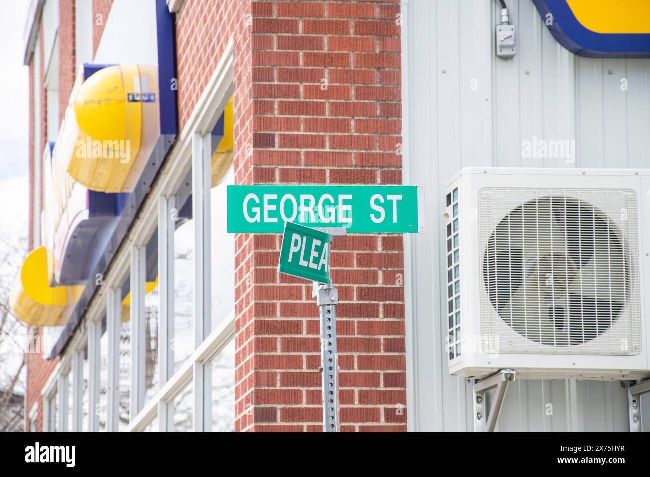 George Street sign in downtown Newcastle in Miramichi, New Brunswick ...