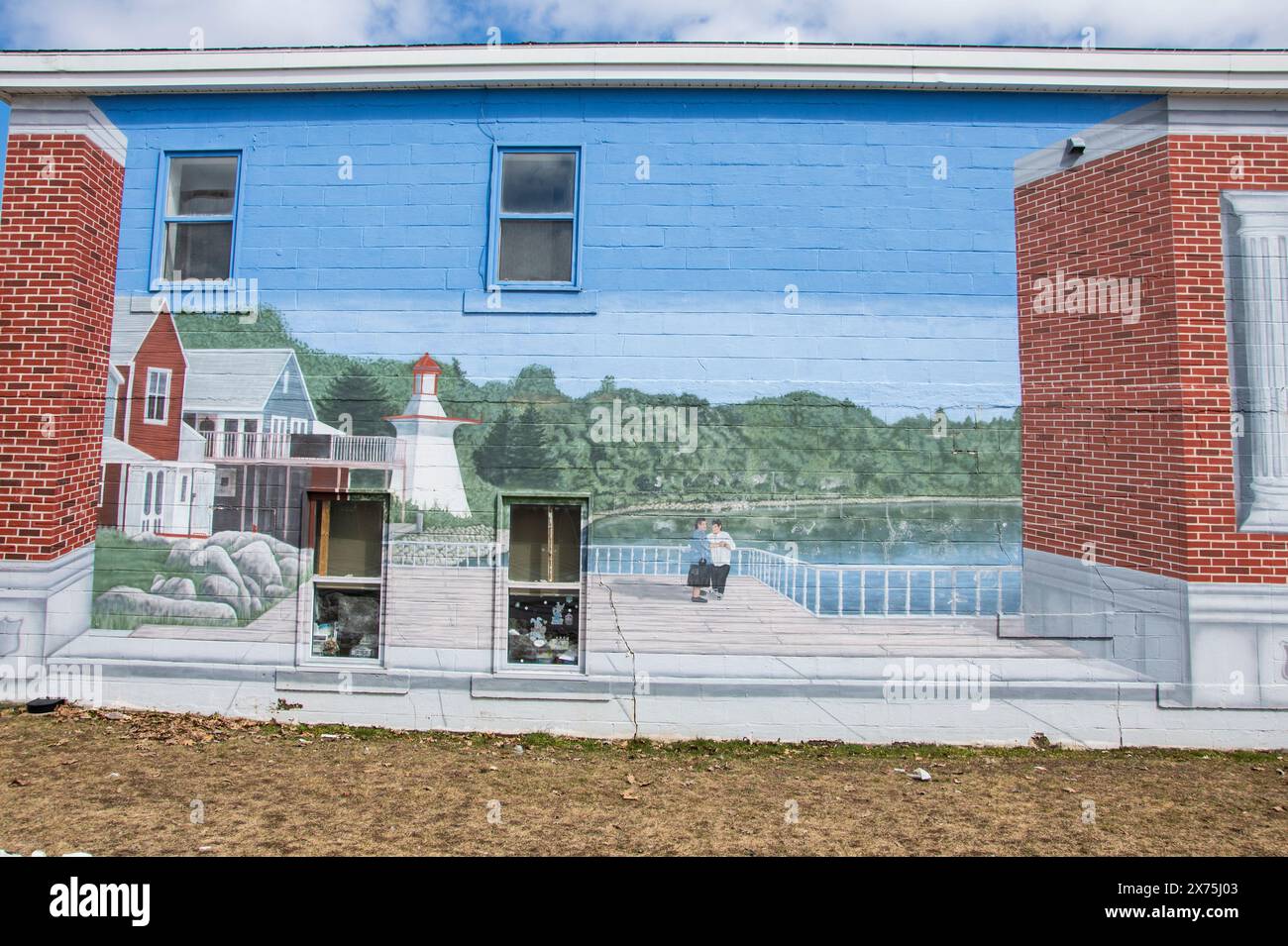 Mural of river and Ritchie Wharf Park in downtown Newcastle in ...