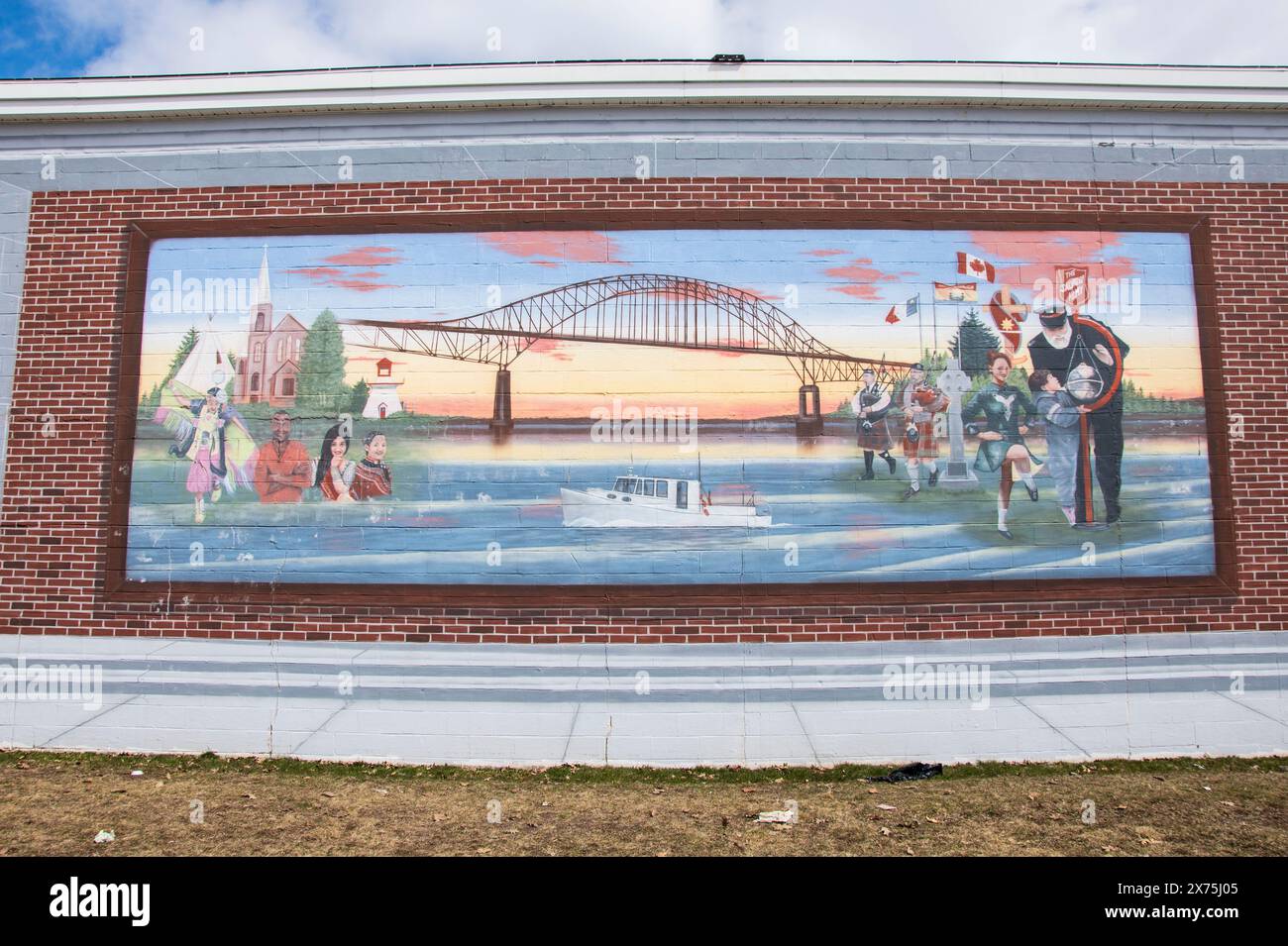Mural of river, Ritchie Wharf Park and Centennial Bridge in downtown ...