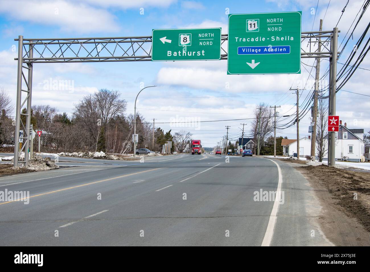Highway signs on King George Highway in Miramichi, New Brunswick ...