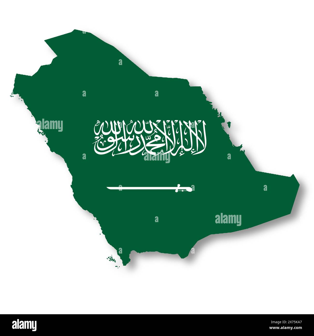 Saudi Arabia flag map with clipping path Stock Photo - Alamy