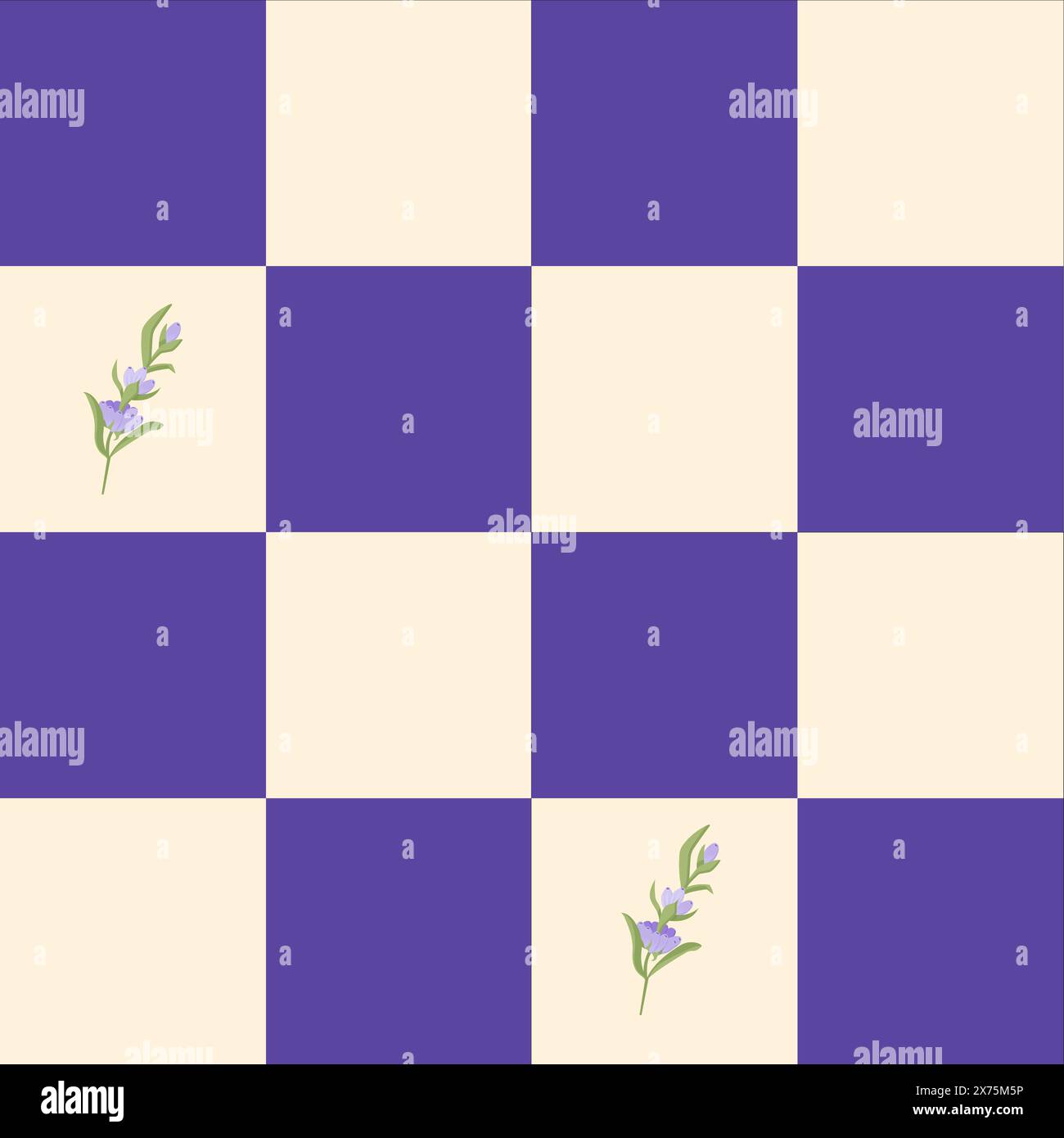 A sprig of lavender. Purple flower. Seamless pattern. Vector ...